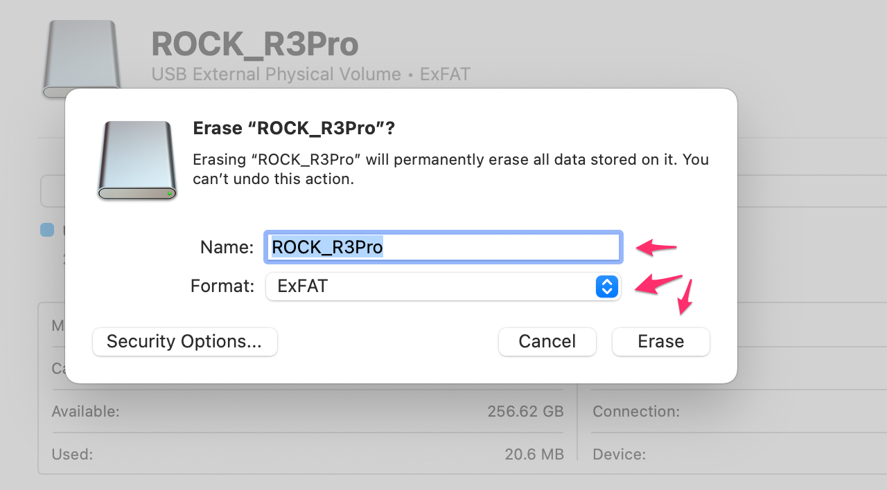 Using a new flash drive and formatting it with the R3 Pro