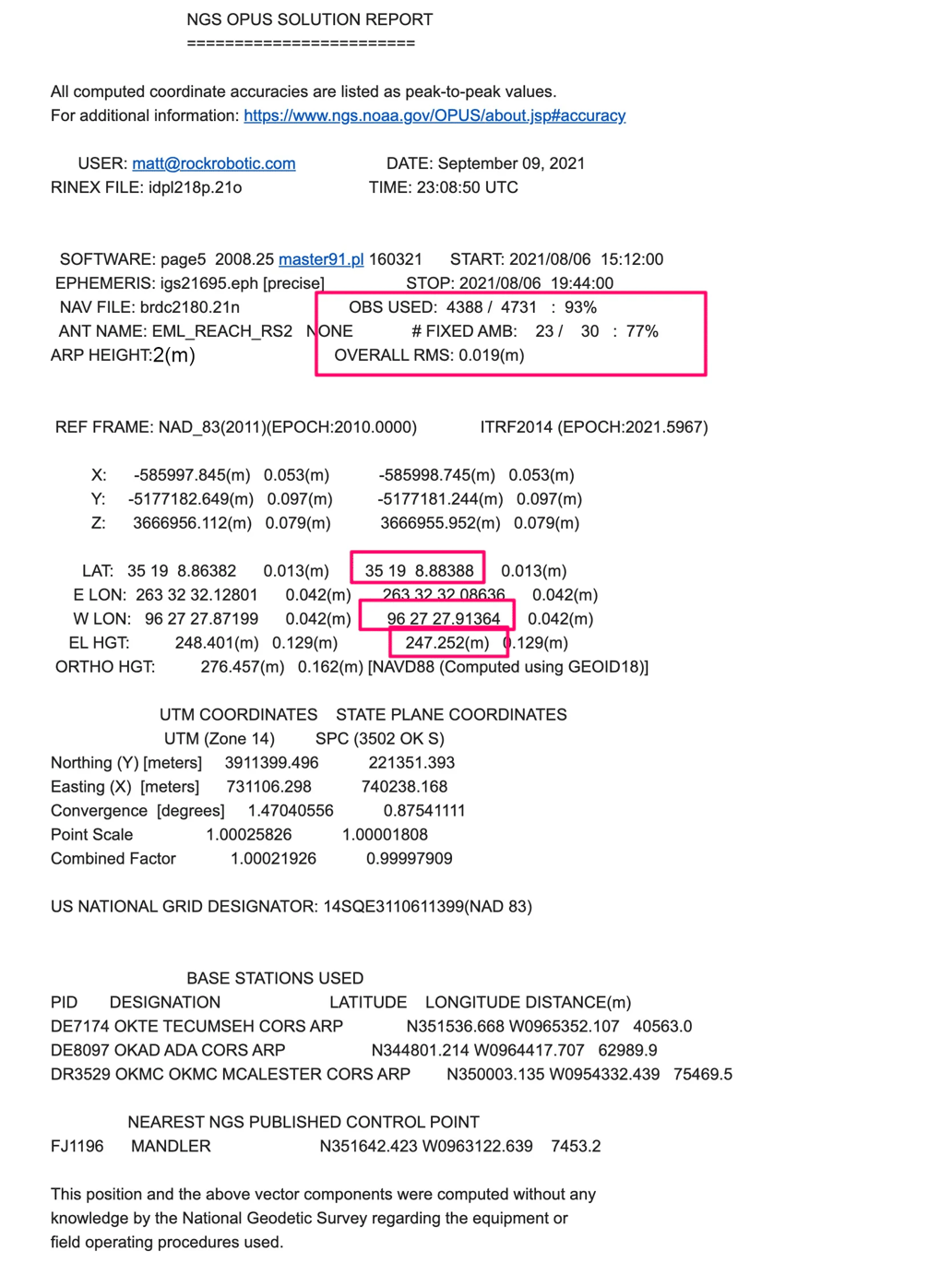 Using OPUS to compute a precise point with the EMLID Reach RS2
